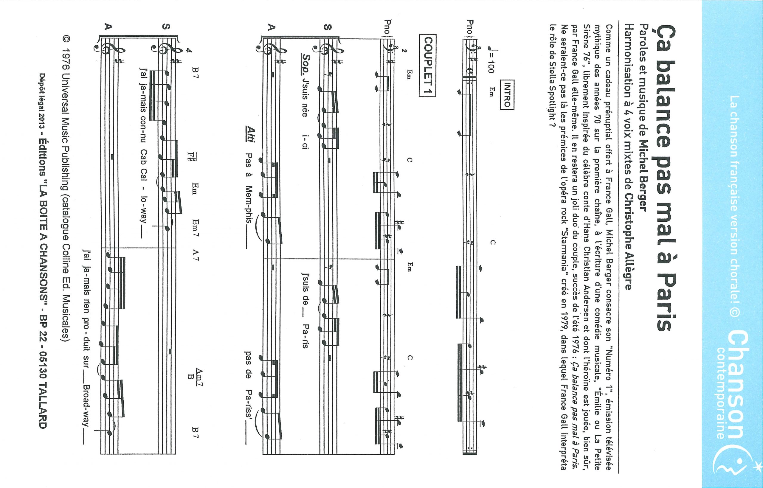 CA BALANCE PAS MAL A PARIS - La Boîte à Chansons