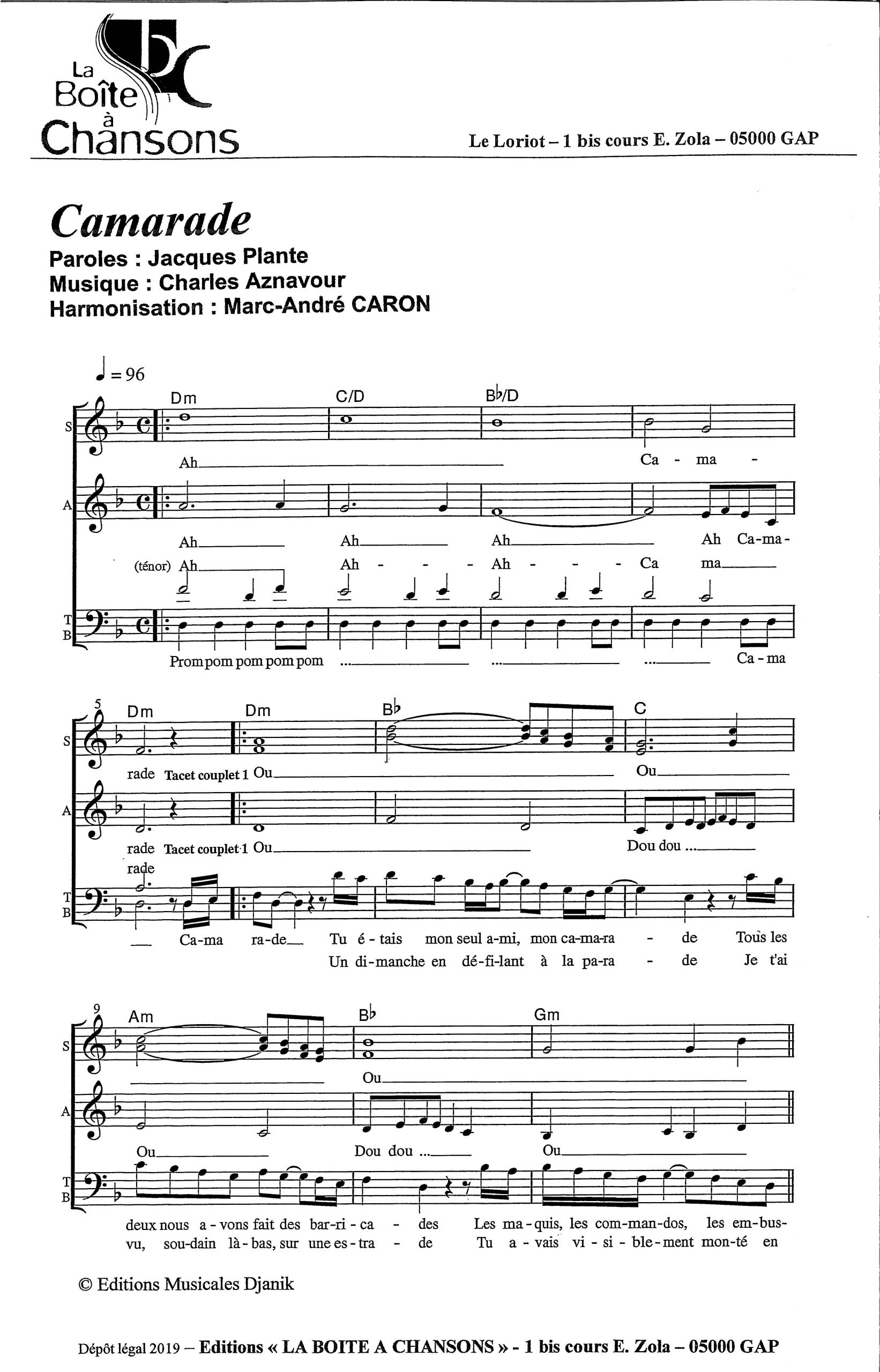 CAMARADE - La Boîte à Chansons