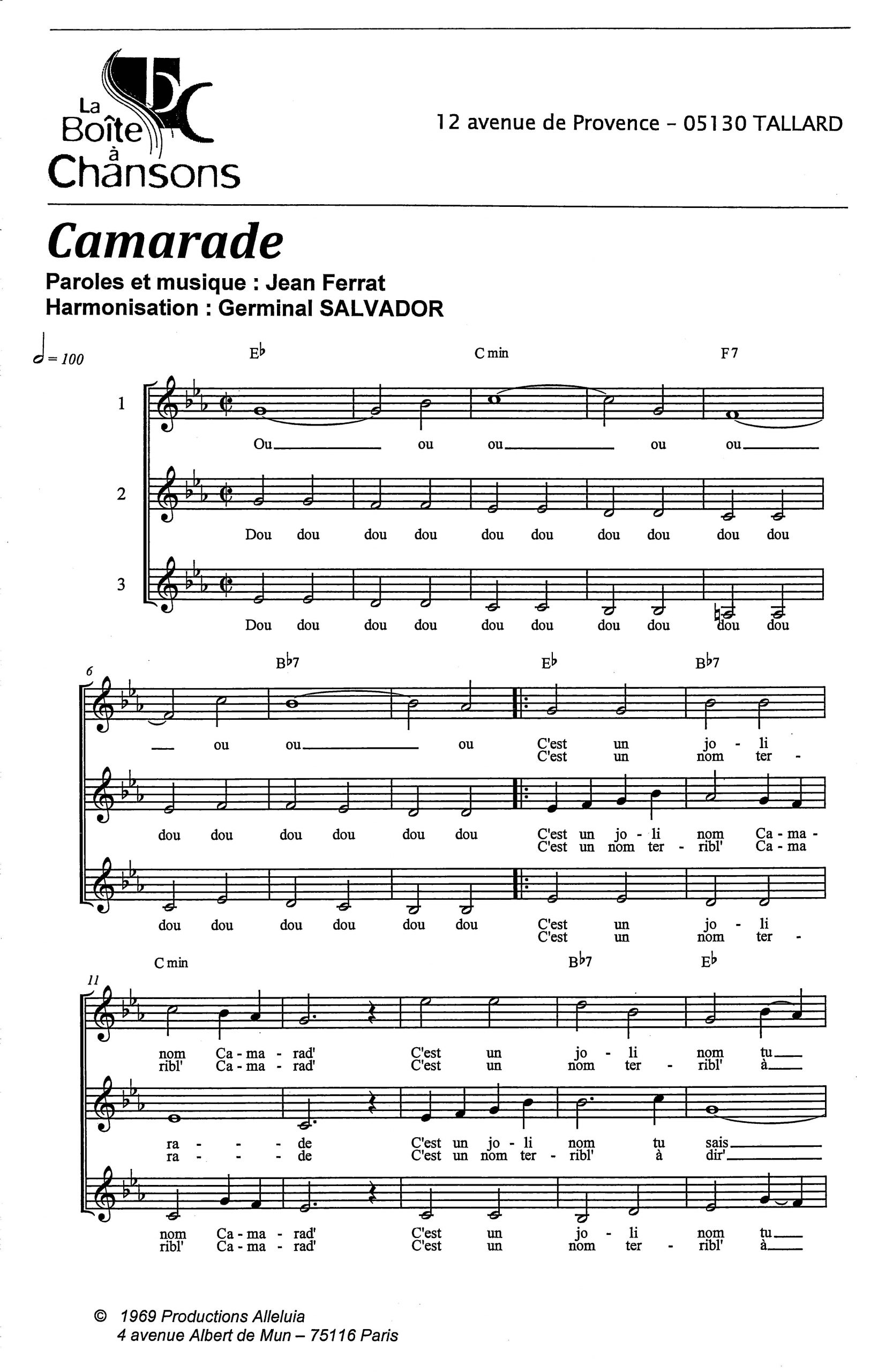 CAMARADE La Bo te Chansons