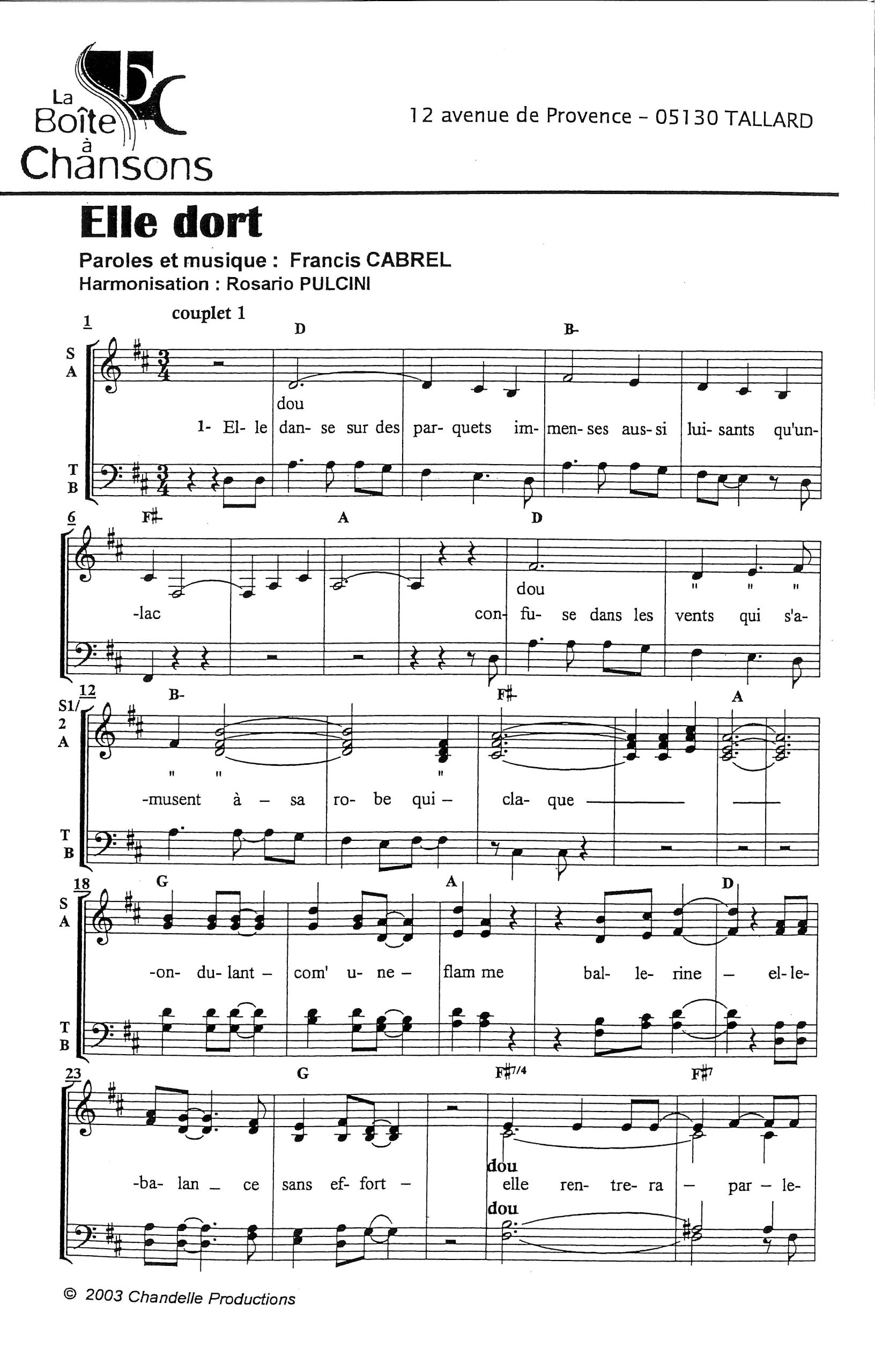 ELLE DORT - La Boîte à Chansons