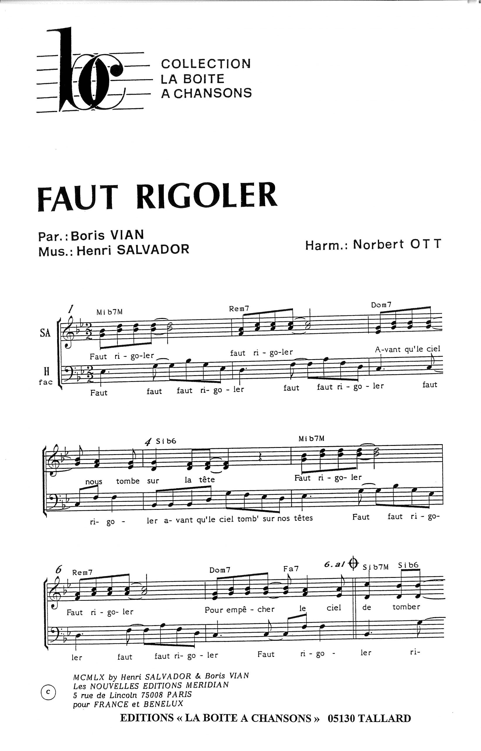 FAUT RIGOLER - La Boîte à Chansons