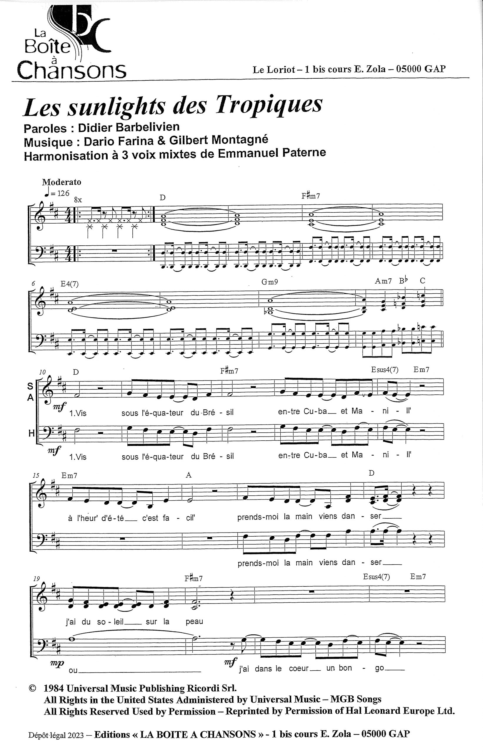 SOUS LES SUNLIGHTS DES TROPIQUES - La Boîte à Chansons