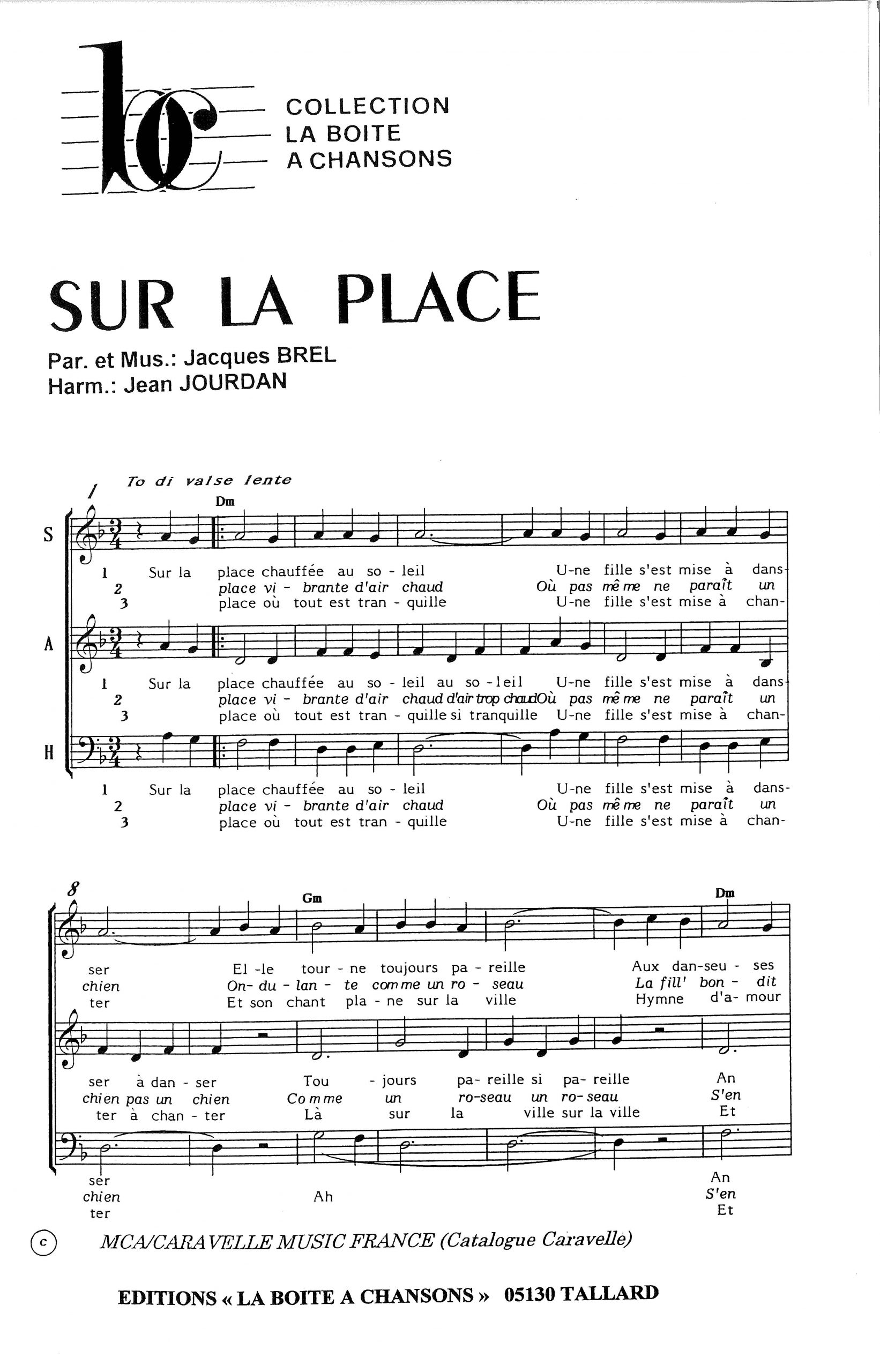 SUR LA PLACE - La Boîte à Chansons